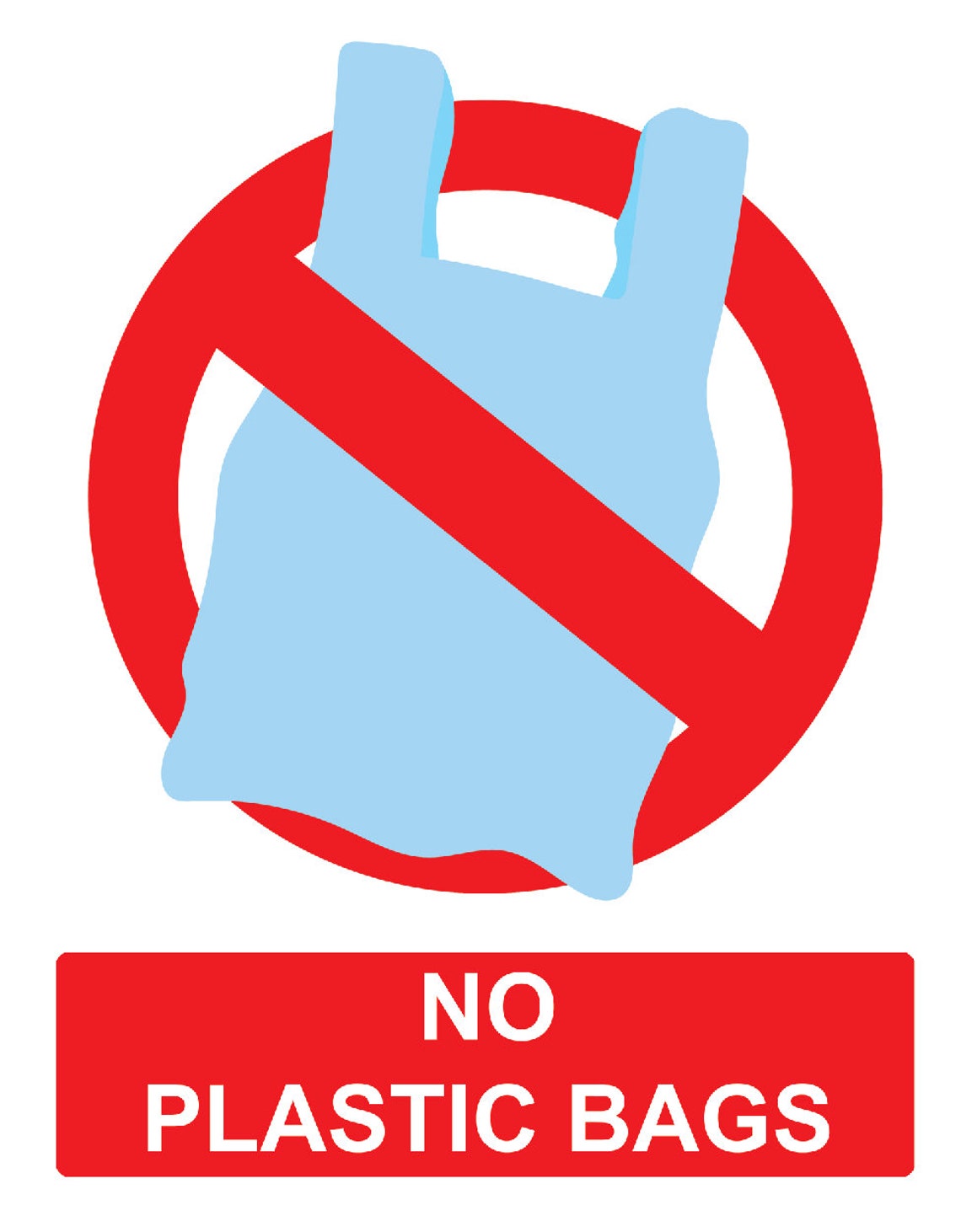 Red No Plastic Bags Bag Signage Warning Recycling Notice Business Sign Signage Self Adhesive ...