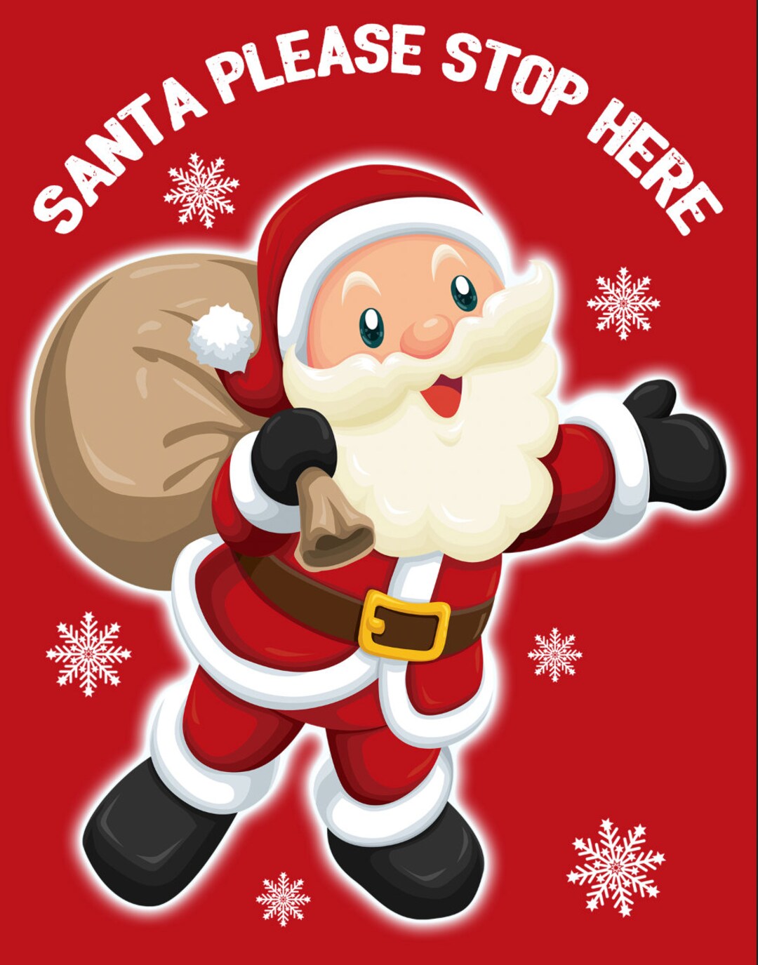 Sticker for Window Door Etc Santa Stop Here Father Christmas Stop Sign ...