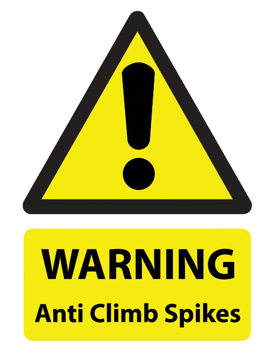 Danger Warning Caution Anti Climb Spikes Yellow Health & Safety ...