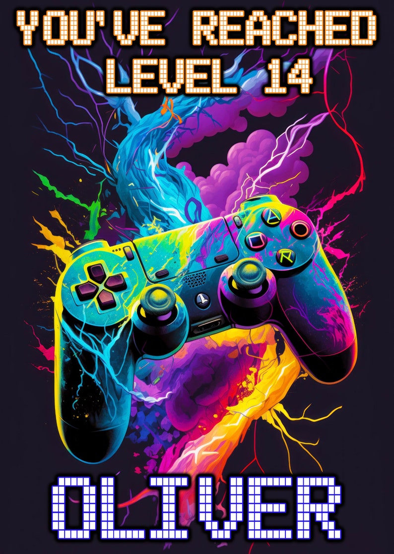 2 Sizes A0 & A1 Gaming Gamer Boy Girl Personalised Name Poster Event ...