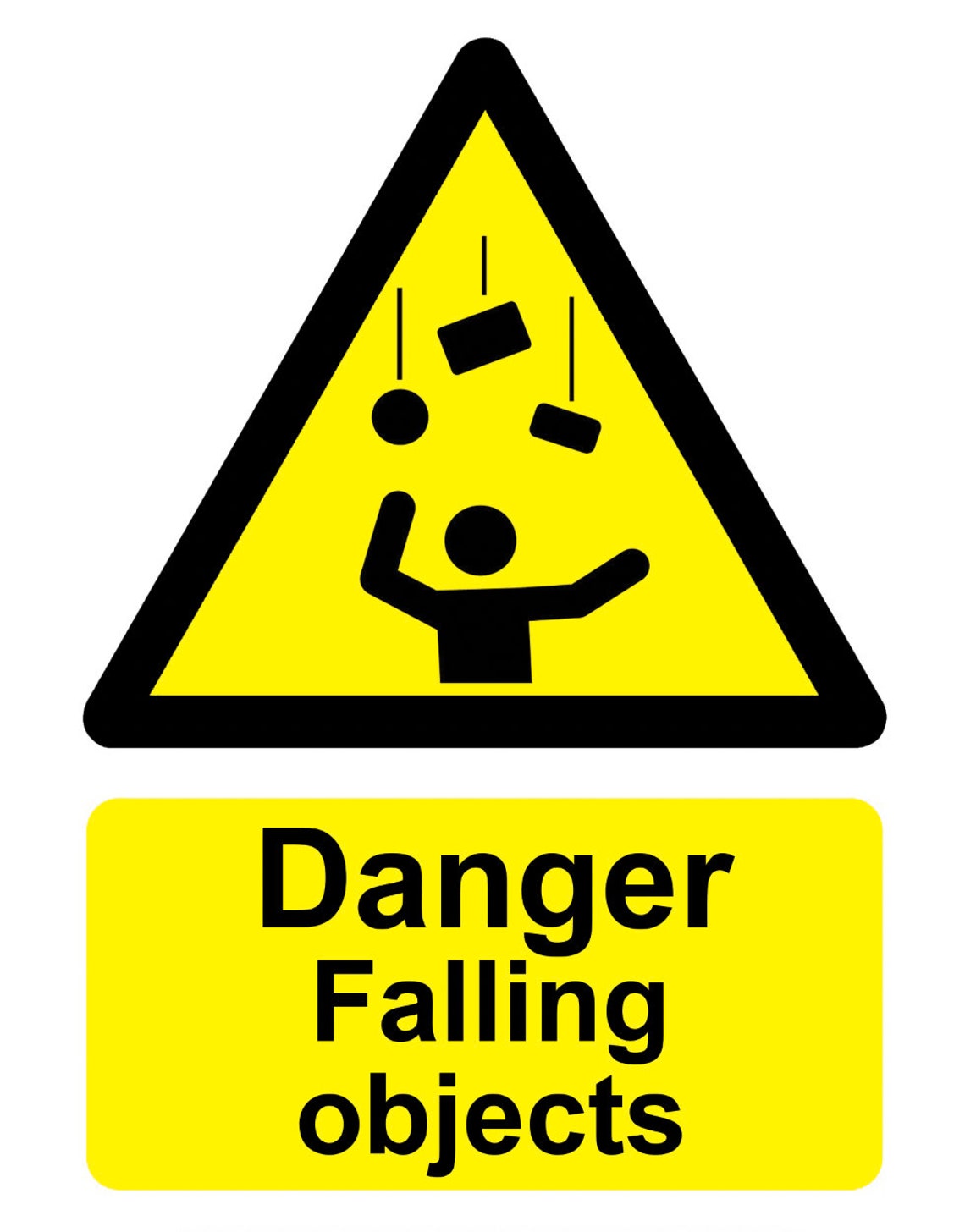 Danger Falling Objects Warning Yellow Health and Safety Business Etc ...