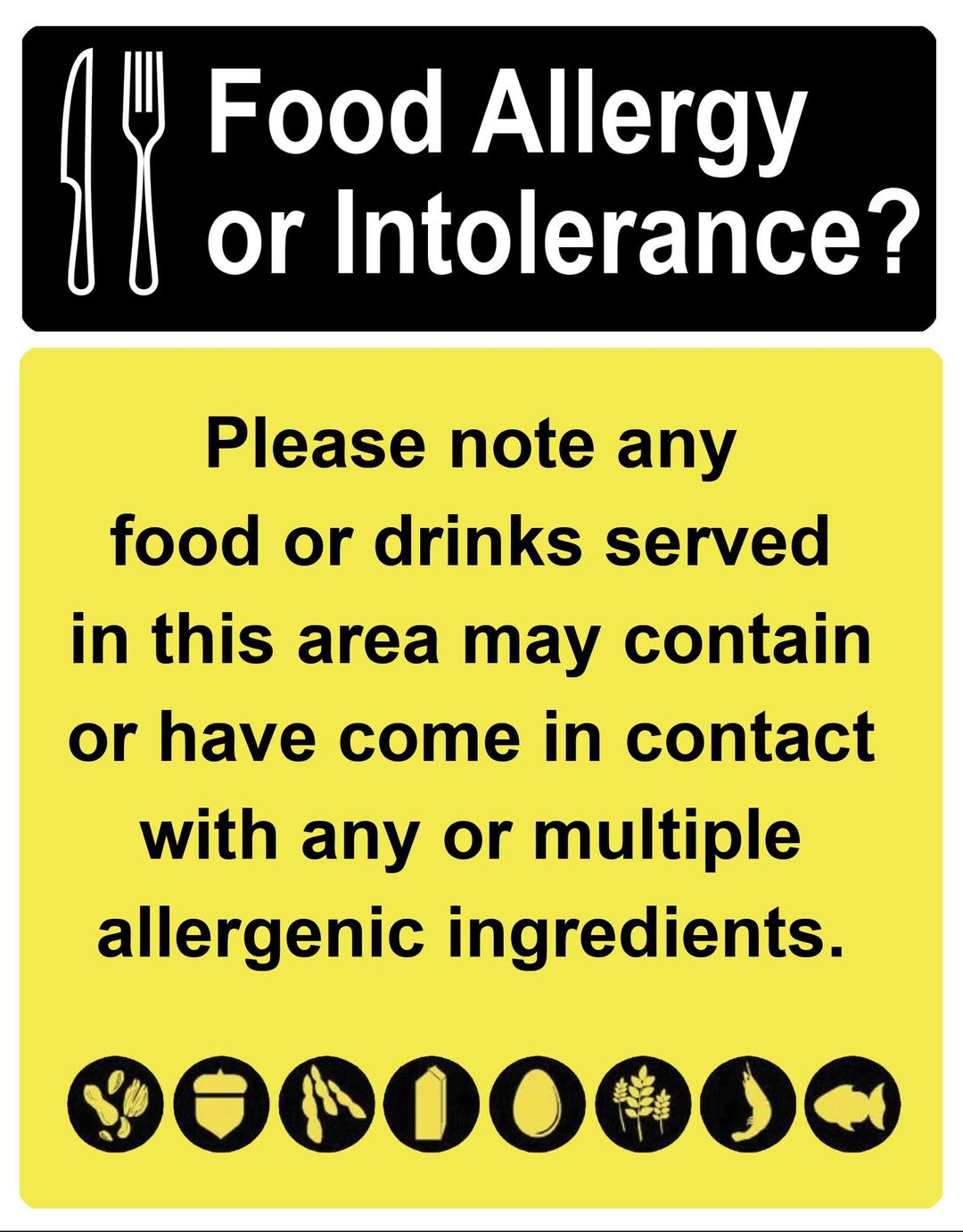 Food Allergy or Intolerance Food May Contain Ingredients Business ...