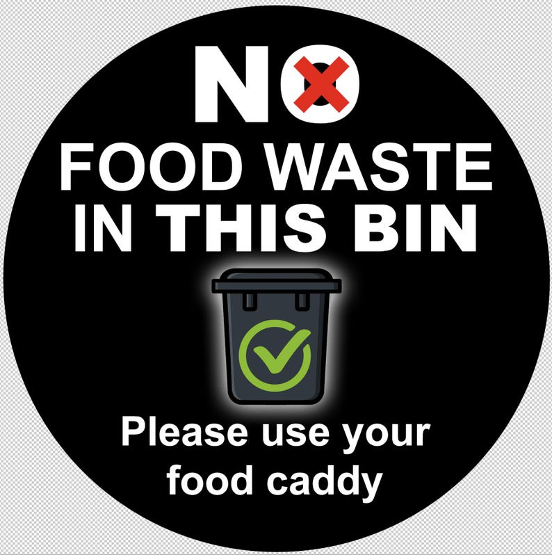 Round No Food Waste in This Bin Use Food Caddyrecycling Business Office ...