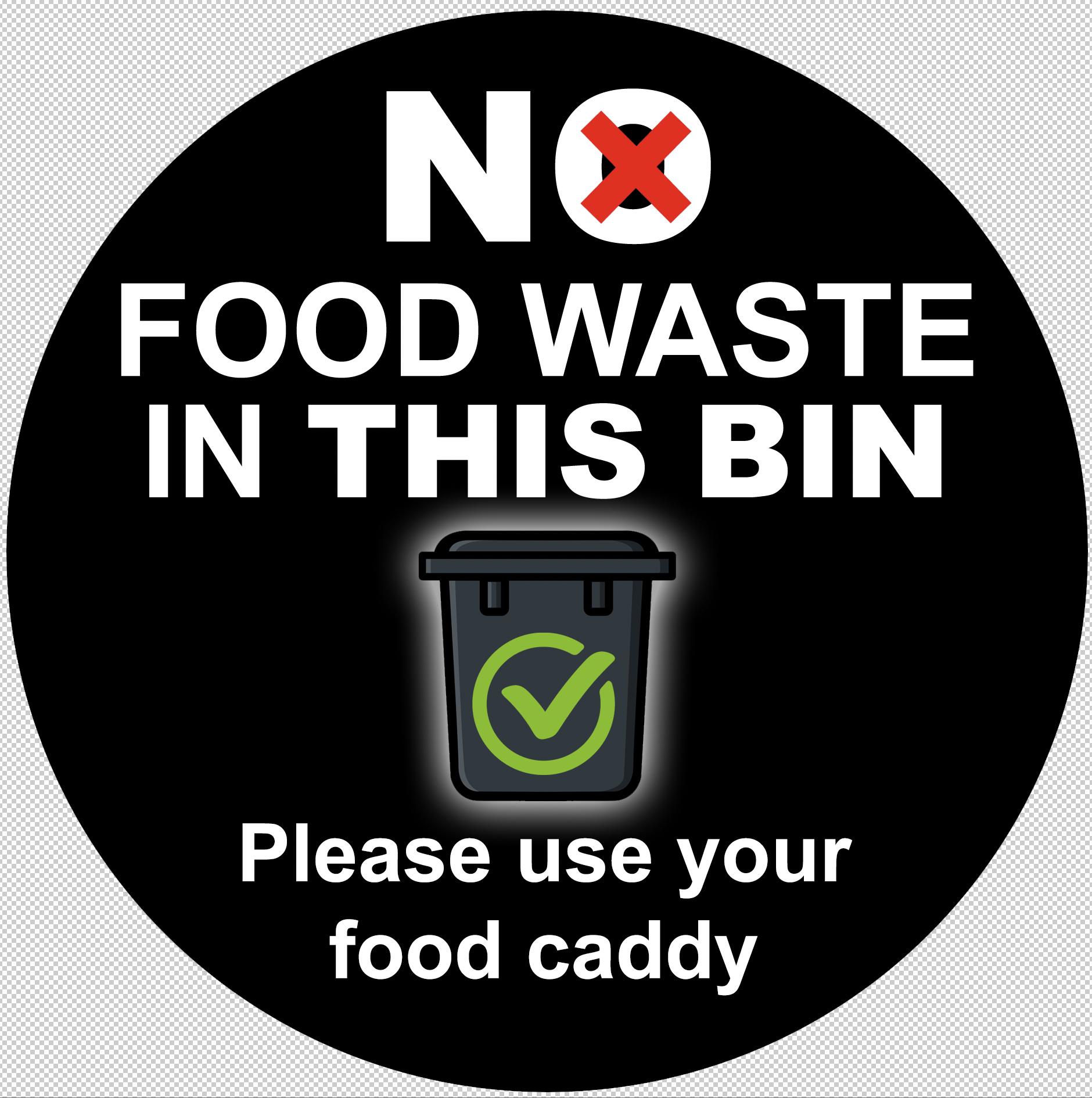 Round No Food Waste in This Bin Use Food Caddyrecycling Business Office ...