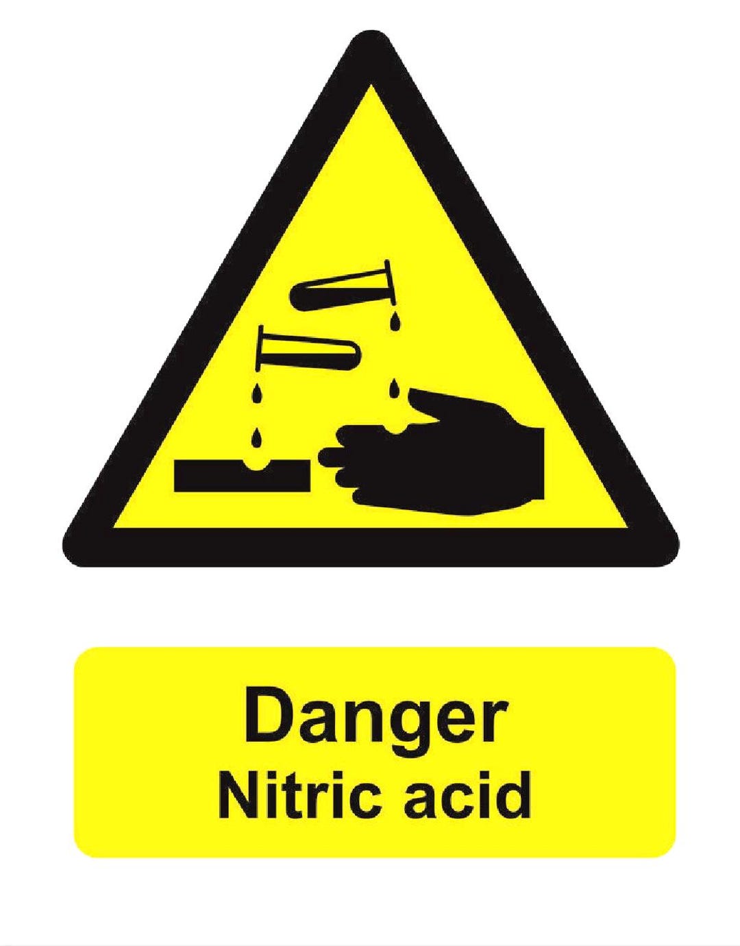 Danger Caution Nitric Acid Chemical Warning Yellow Notice Sign Self ...
