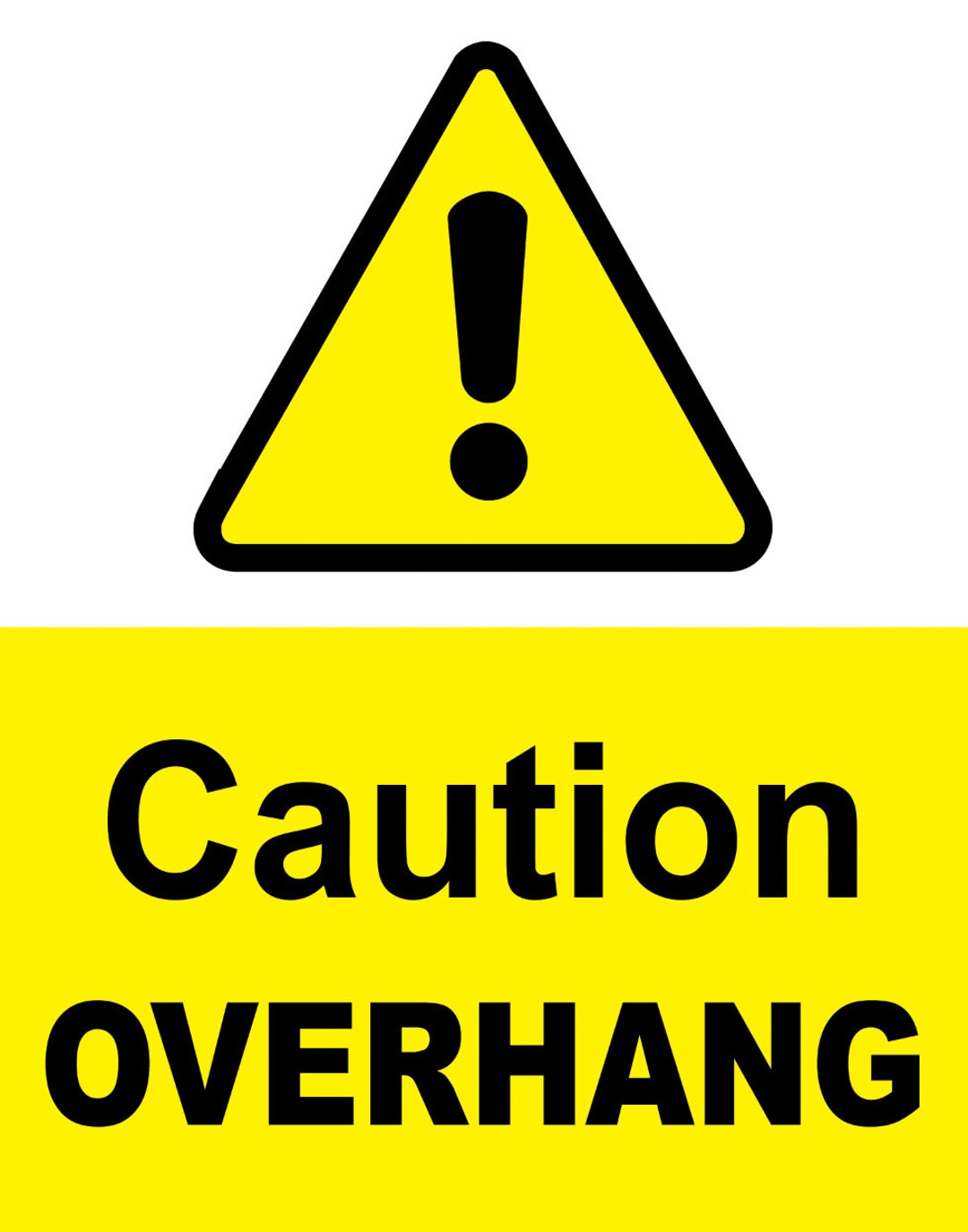 Danger Caution Overhang Warning Notice Canopy Sign Self Adhesive Gloss ...