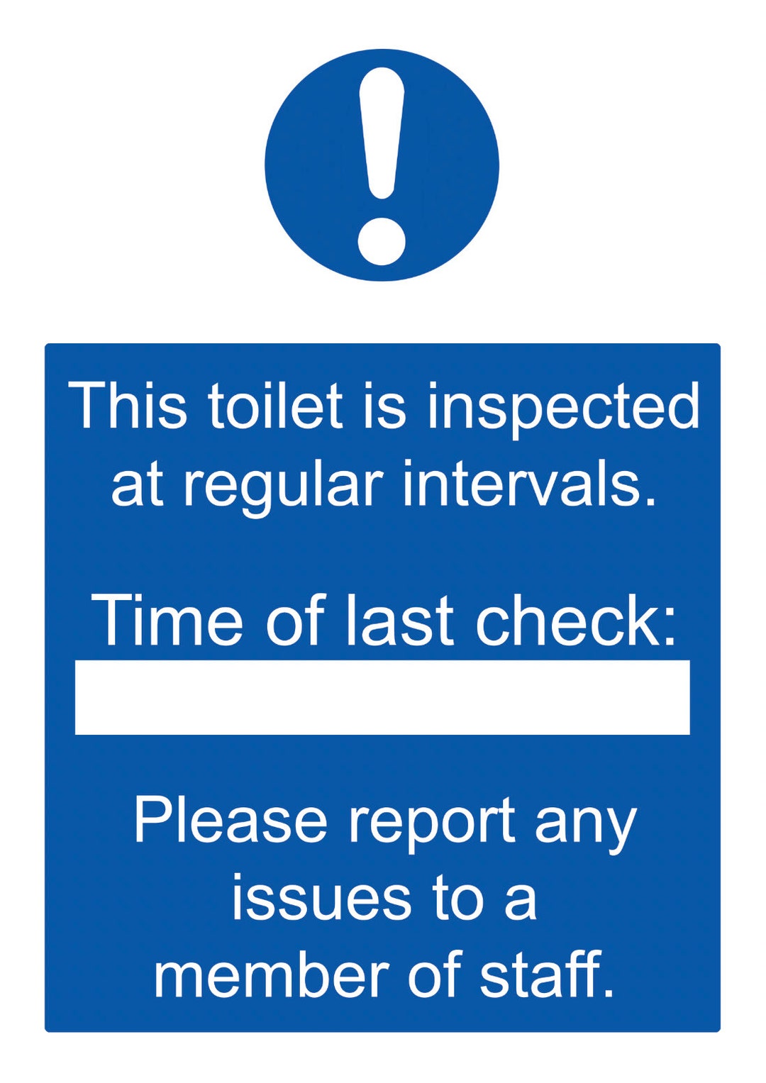 Toilet Inspection Intervals Time Check Inspected by Notice Sign ...