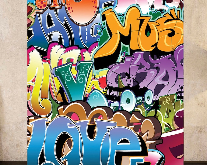 Bespoke LARGE Party Graffiti Photo Backdrop 1.5m Wide X 2m High Scene ...