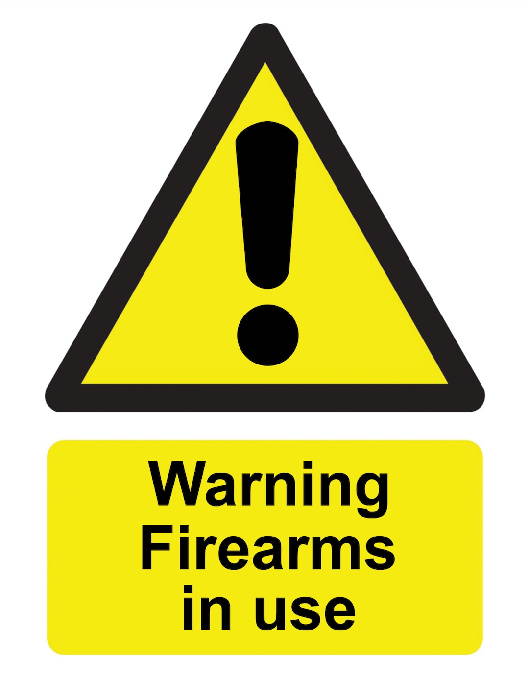 Danger Caution Firearms in Use Guns in Use Warning Yellow Notice Sign ...