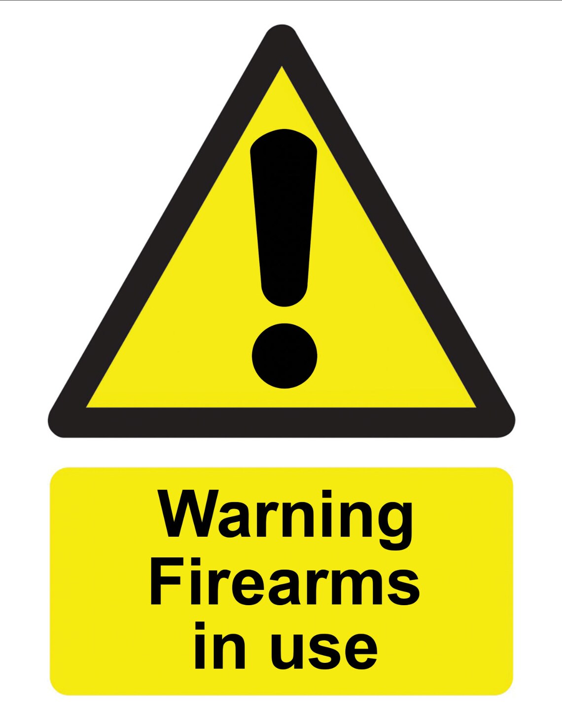 Danger Caution Firearms in Use Guns in Use Warning Yellow Notice Sign ...