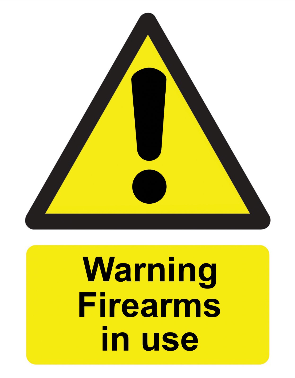 Danger Caution Firearms in Use Guns in Use Warning Yellow Notice Sign ...