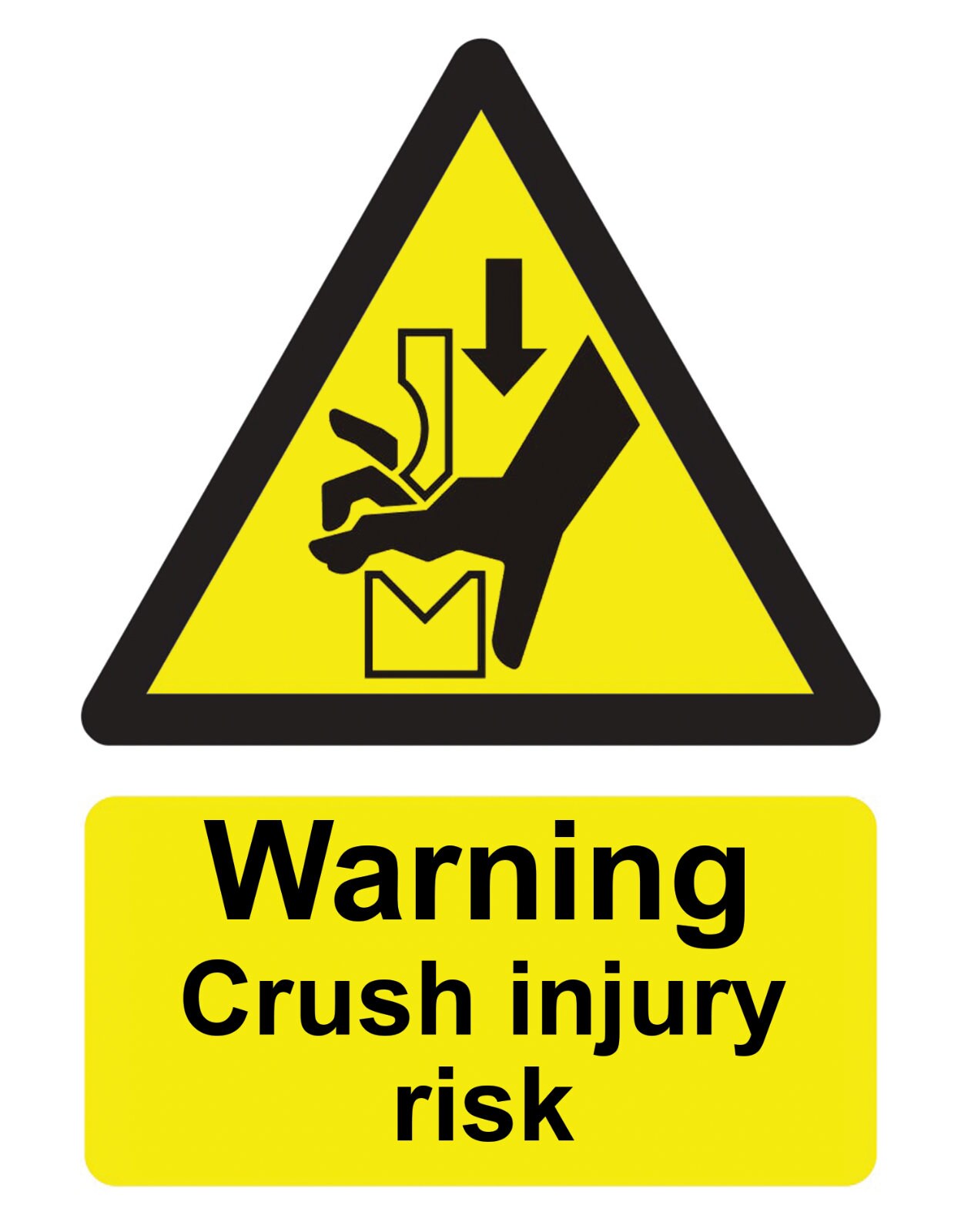 Danger Warning Crush Injury Risk Notice Sign Self Adhesive Gloss ...