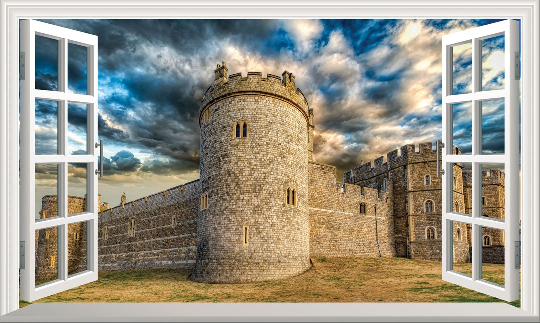 Windsor Castle Queen Decal Adhesive Vinyl Sticker Magic Window Design 2 ...