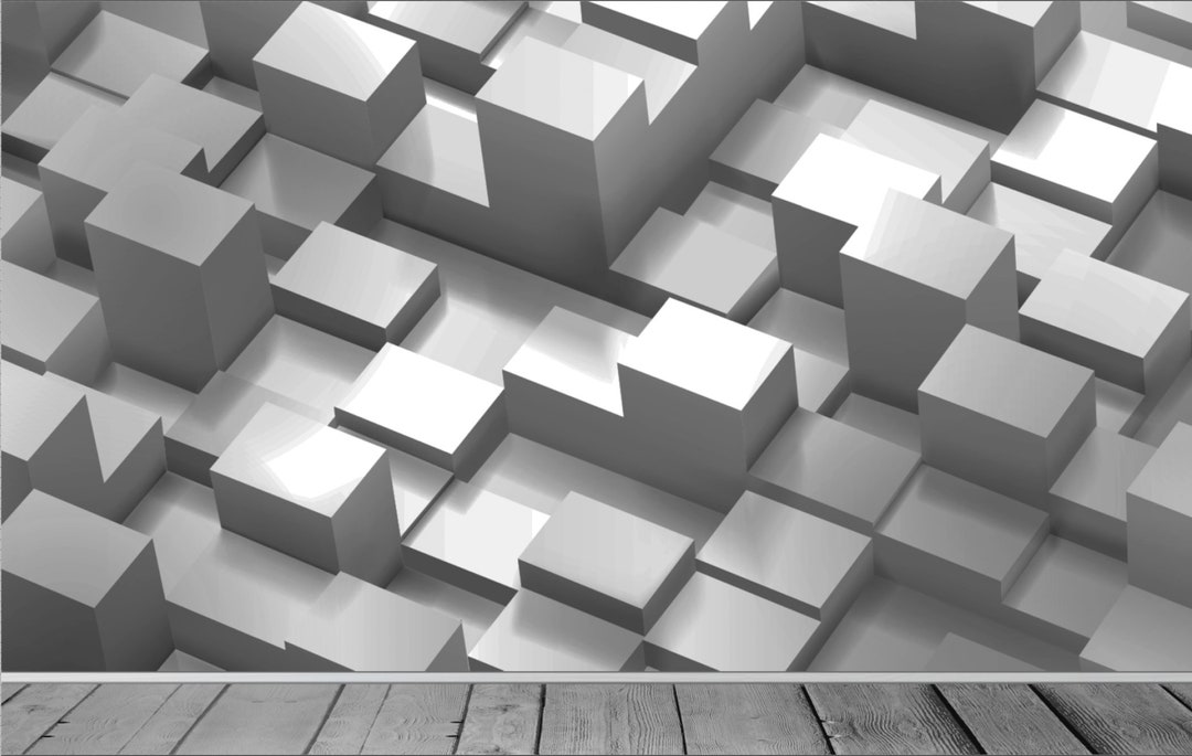 3D Blocks Squares Cubes Abstract Modern Theme Wallpaper Mural Any Room ...