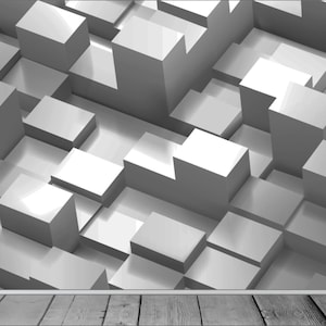 3D Blocks Squares Cubes Abstract Modern Theme Wallpaper Mural Any Room ...