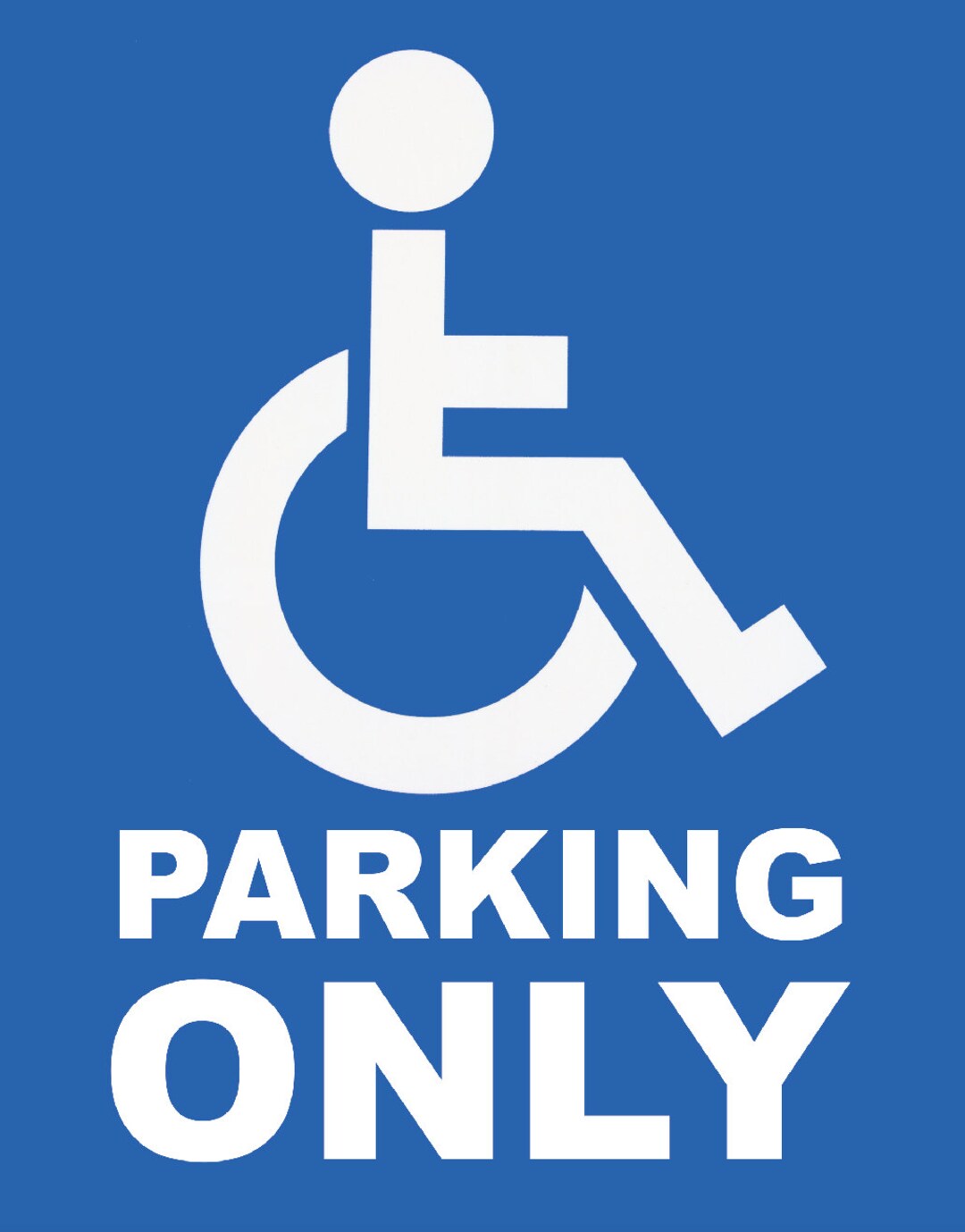 Blue Information Disabled Parking Only Notice Sign Self Adhesive Gloss ...