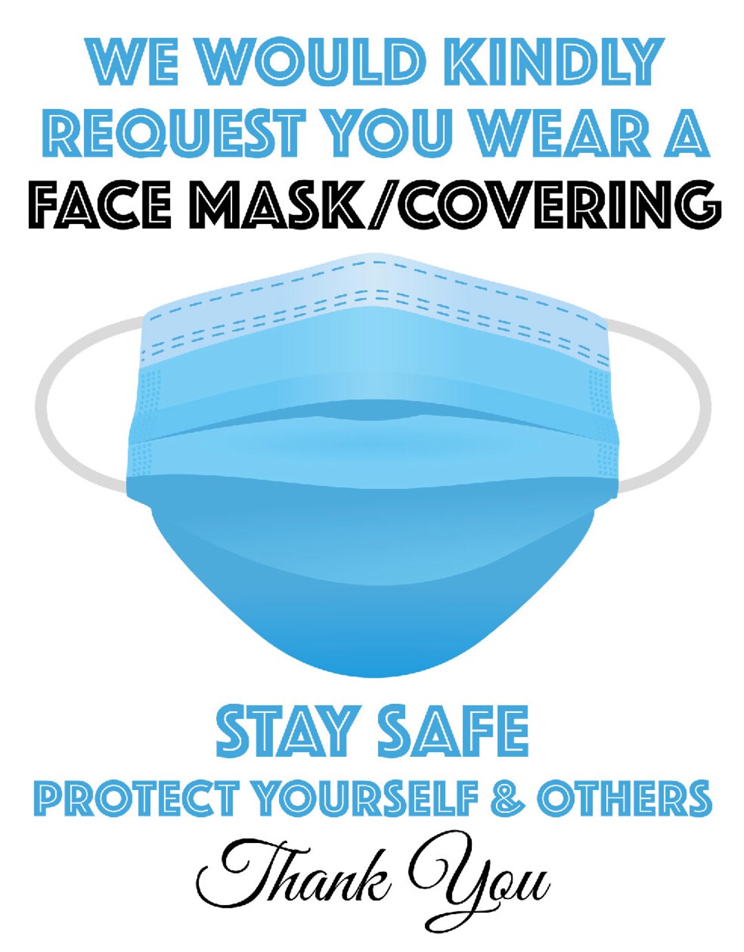 Business Health & Safety Sign Notice Poster Wearing of Face Mask ...