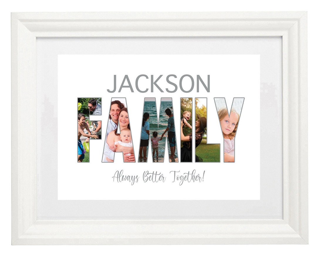 FAMILY Family Word Surname Name Framed Bespoke Photo Collage Pictures ...