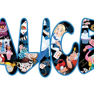 Alice in Wonderland Bespoke Name Letters With Characters Within Print ...