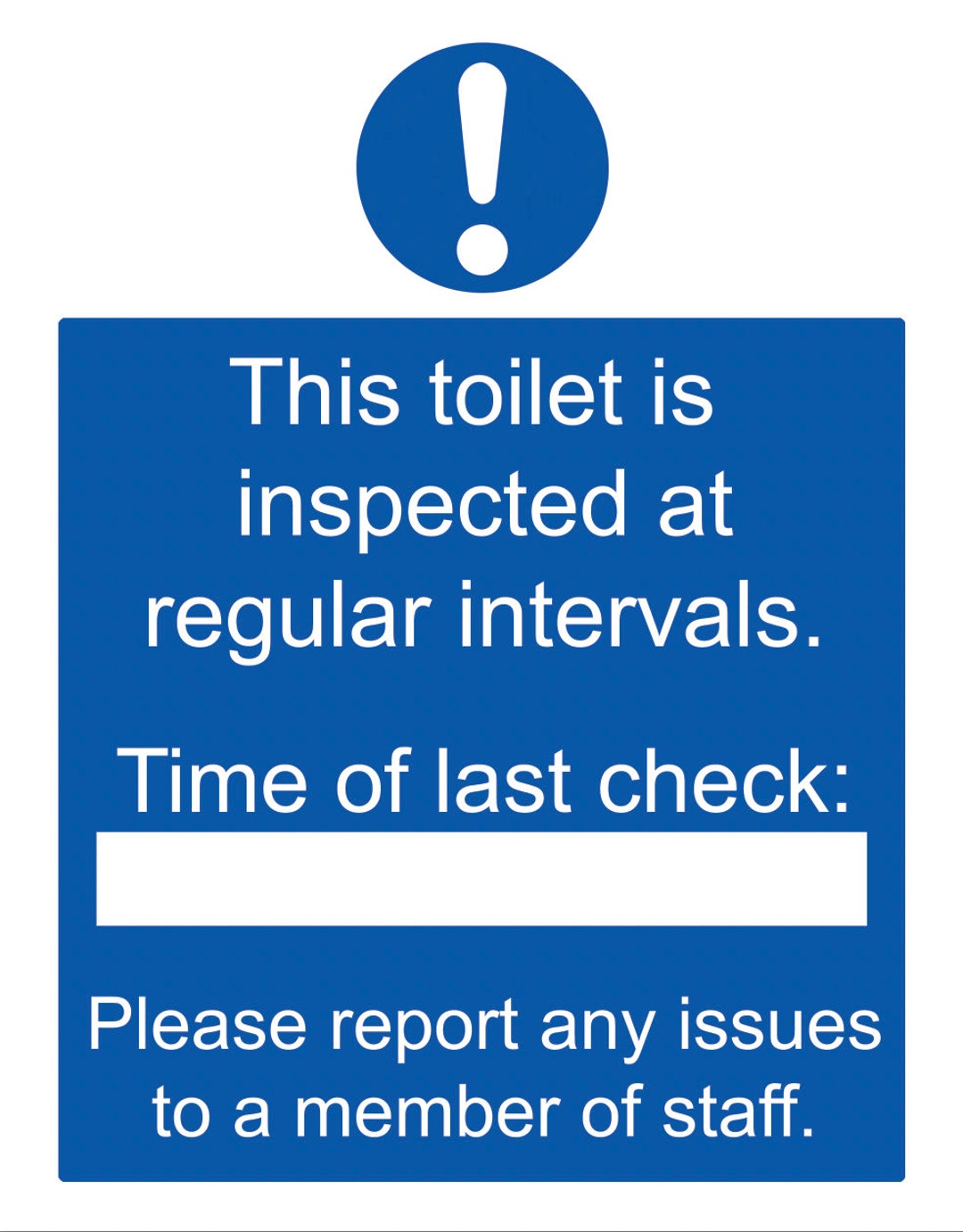 WC Rest Room Toilet Toilets Inspection Time Sheet Chart Date Wall ...