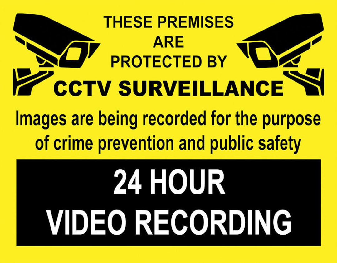 24 Hour CCTV Camera in Operation Operating Sign Notice Office Business ...