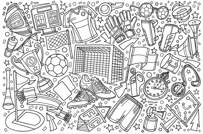Doodle Football Soccer Abstract Modern Black White Theme - Etsy