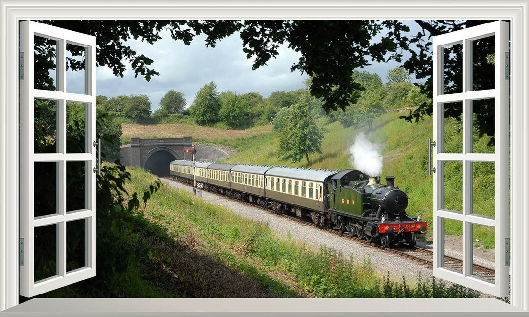 Old Fashioned Steam Train Decal Adhesive Vinyl Sticker Magic Window ...