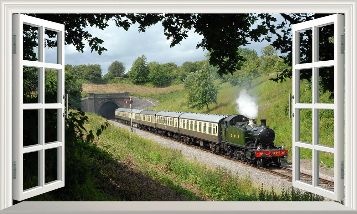 Old Fashioned Steam Train Decal Adhesive Vinyl Sticker Magic Window ...