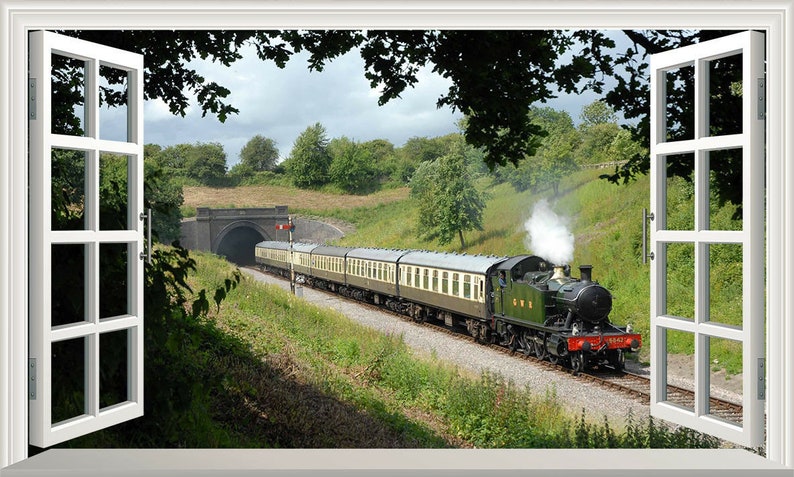 Old Fashioned Steam Train Decal Adhesive Vinyl Sticker Magic Window ...