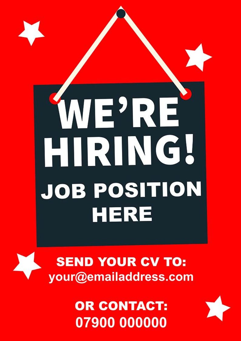 We Are Hiring Job Vacancy Position for Hire Advert Advertising Job ...