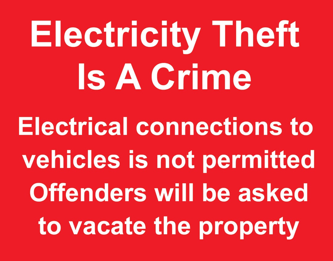 Notice Sign Wall Poster Electricity Theft is A Crime Do Not Use Charger ...