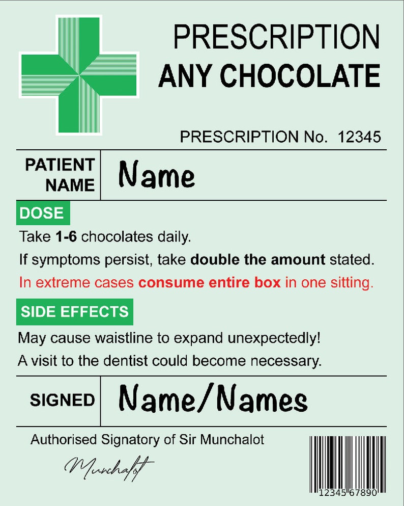 Bespoke Names Text Personalised Prescription Chocolates Sweets Candy ...