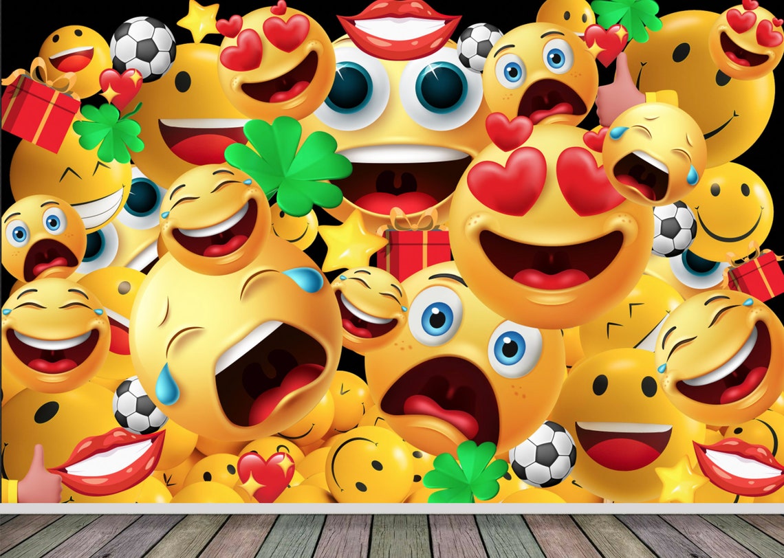 Emoji Emoti Emoticons Faces Wallpaper Mural Bedroom Bedroom Games Room ...