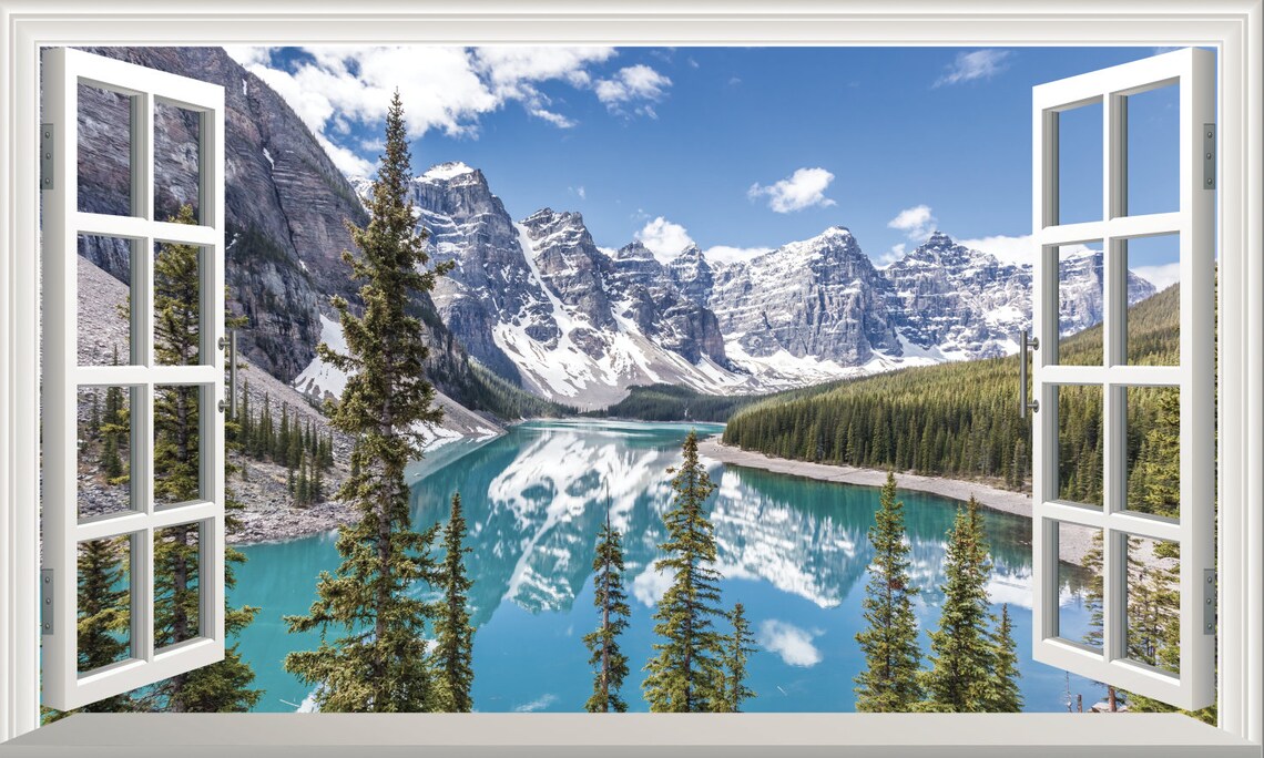 Moraine Lake Banff Canada Scenic Magic Window Wall Art Self | Etsy