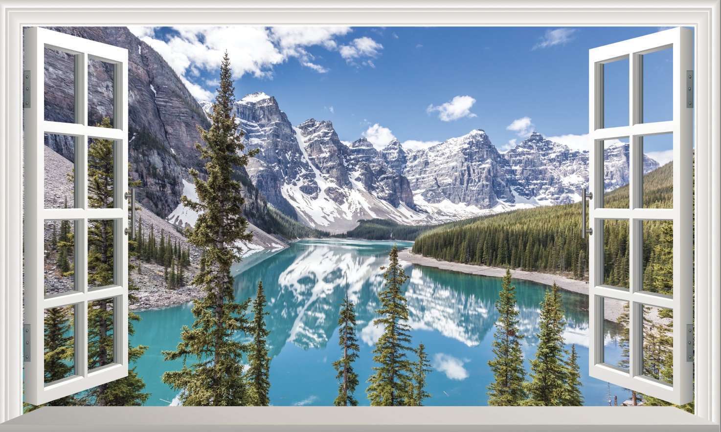 Moraine Lake Banff Canada Scenic Magic Window Wall Art Self Adhesive ...