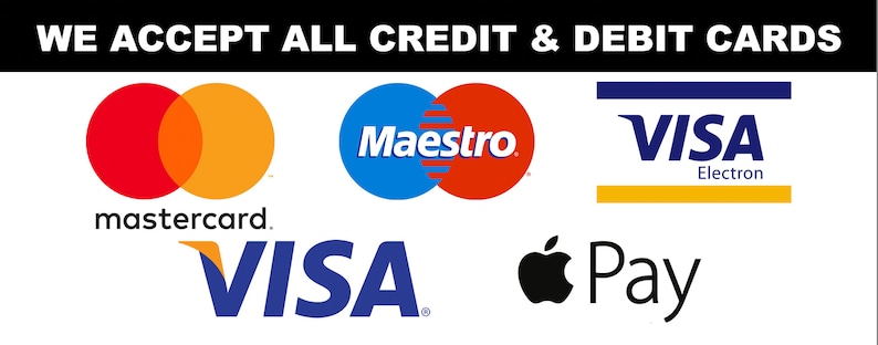We Accept All Credit & Debit Cards Notice Sign Sticker Decal Slim for ...