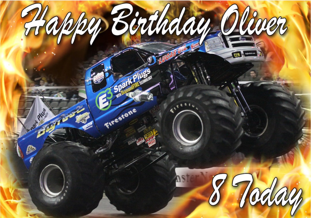Monster Trucks Truck Happy Birthday Unisex Boy Girl Personalised Name ...