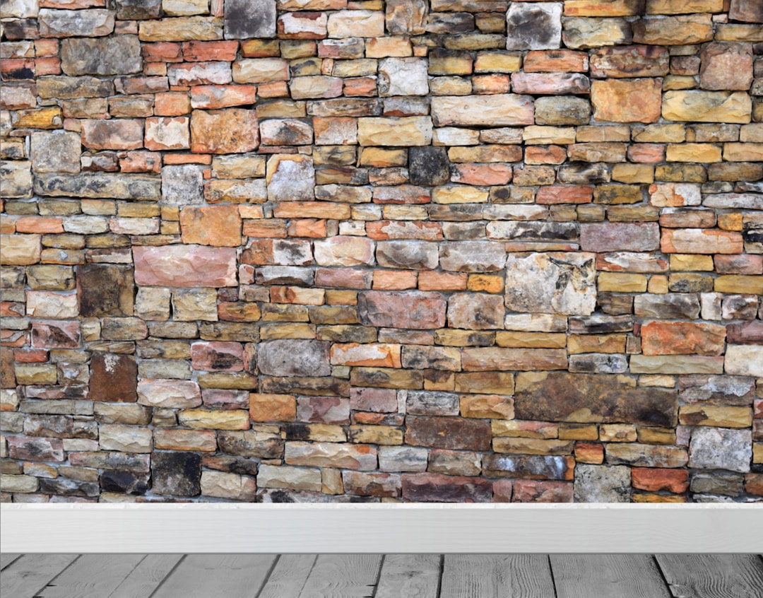 Rustic Brick Wall Effect Wallpaper Mural Room Backdrop Scene Setter ...