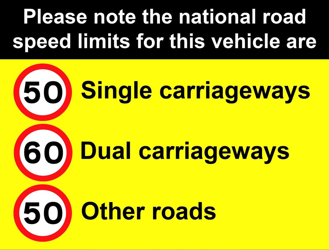 Please Note National Speed Limits for This Vehicle 50 60 Van Lorry ...