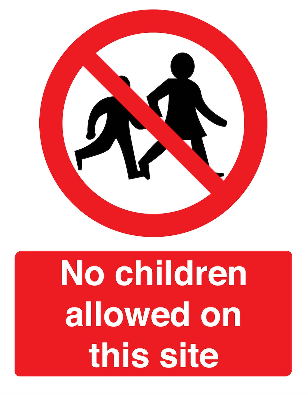 No Children Allowed on This Site Signage Warning Health Safety Notice ...