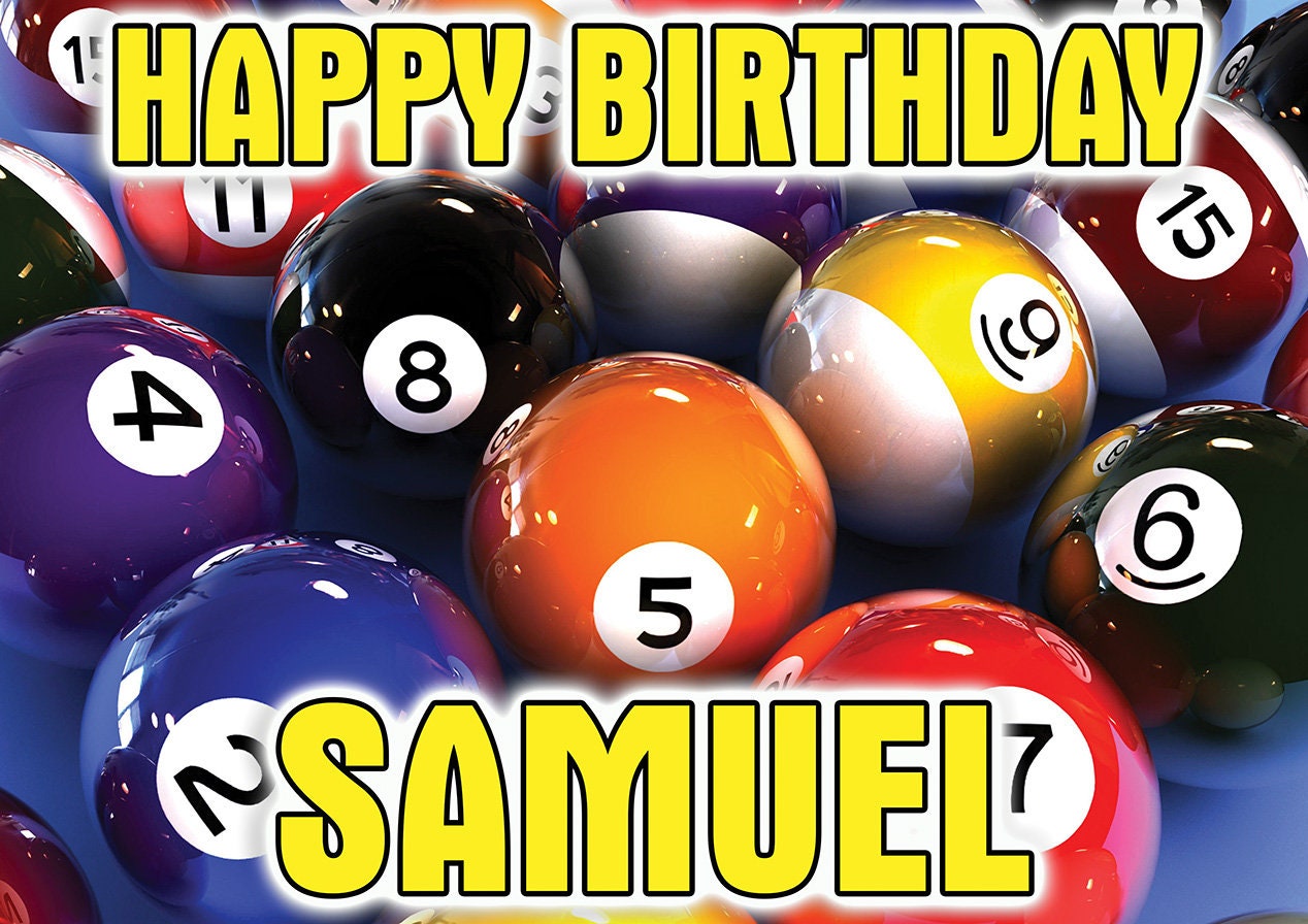 2 Sizes A0 & A1 Pool Billiards Balls Theme Personalised Name Poster ...