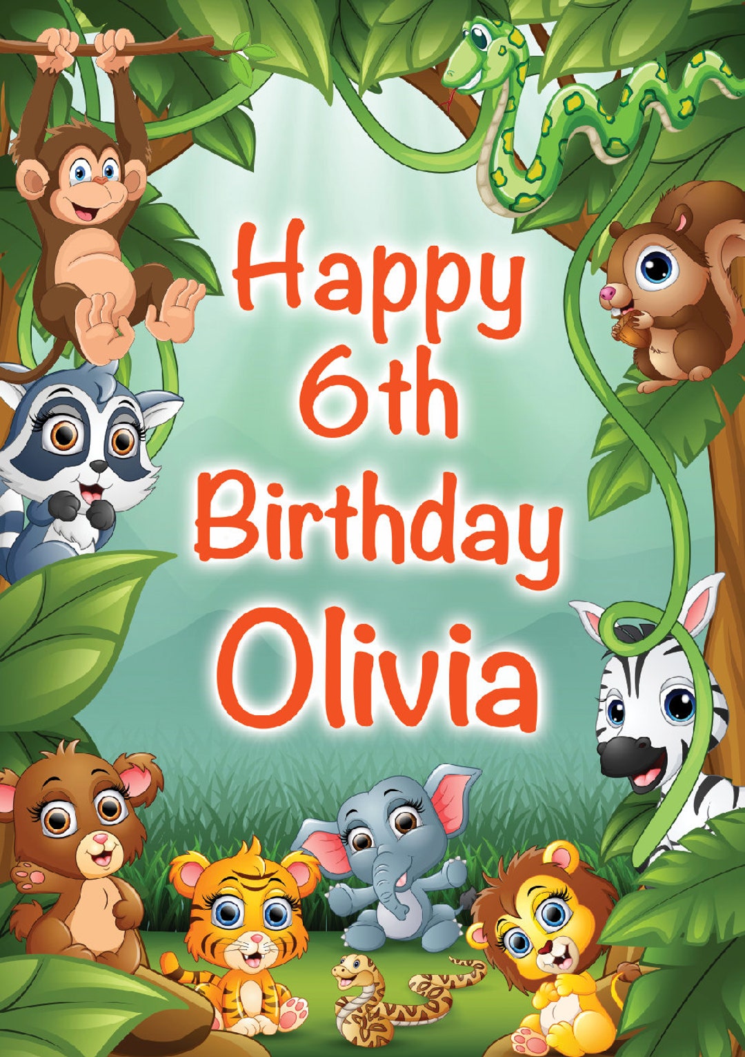 Large Jungle Animals Zoo Themed Birthday Celebration Event Party ...