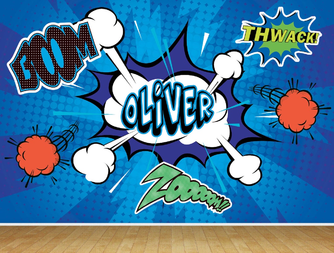 Buy Comic Cartoon Superhero Speech Bubbles Personalised Name Wallpaper ...