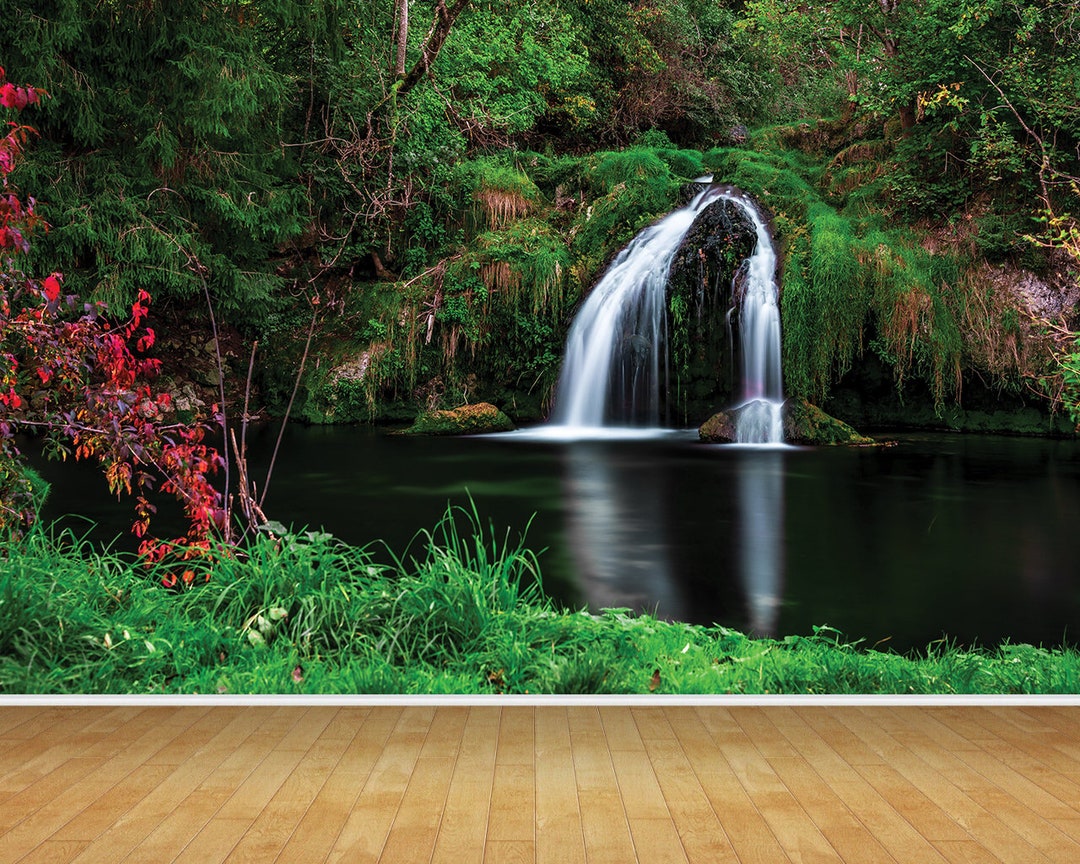 Beautiful Colourful Waterfall Scene Nature Travel Wallpaper Mural Wall ...
