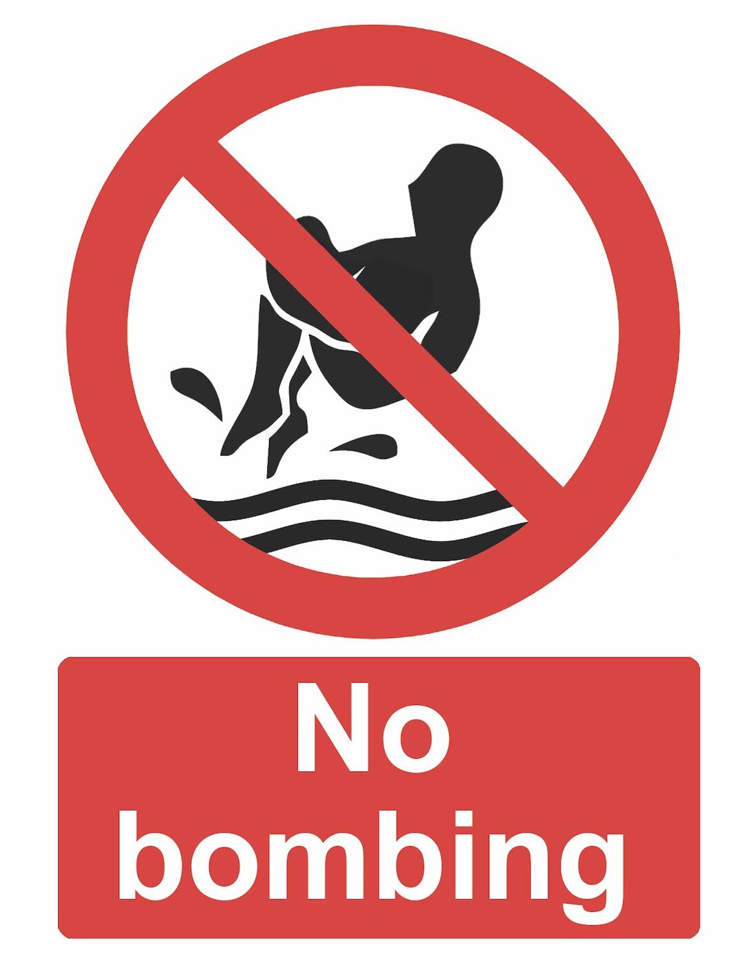No Bombing Swimming Pool Sign Signage Notice Mandatory Business Health ...