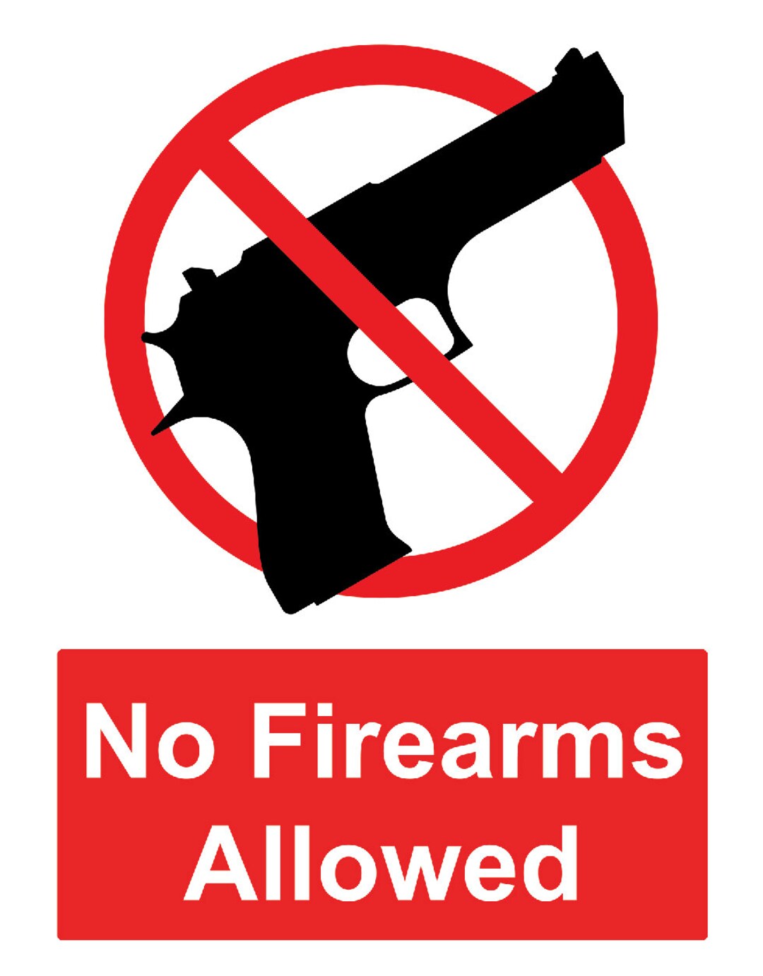 RED GLOSS Adhesive Sticker Decal Poster No Guns Firearms Business ...