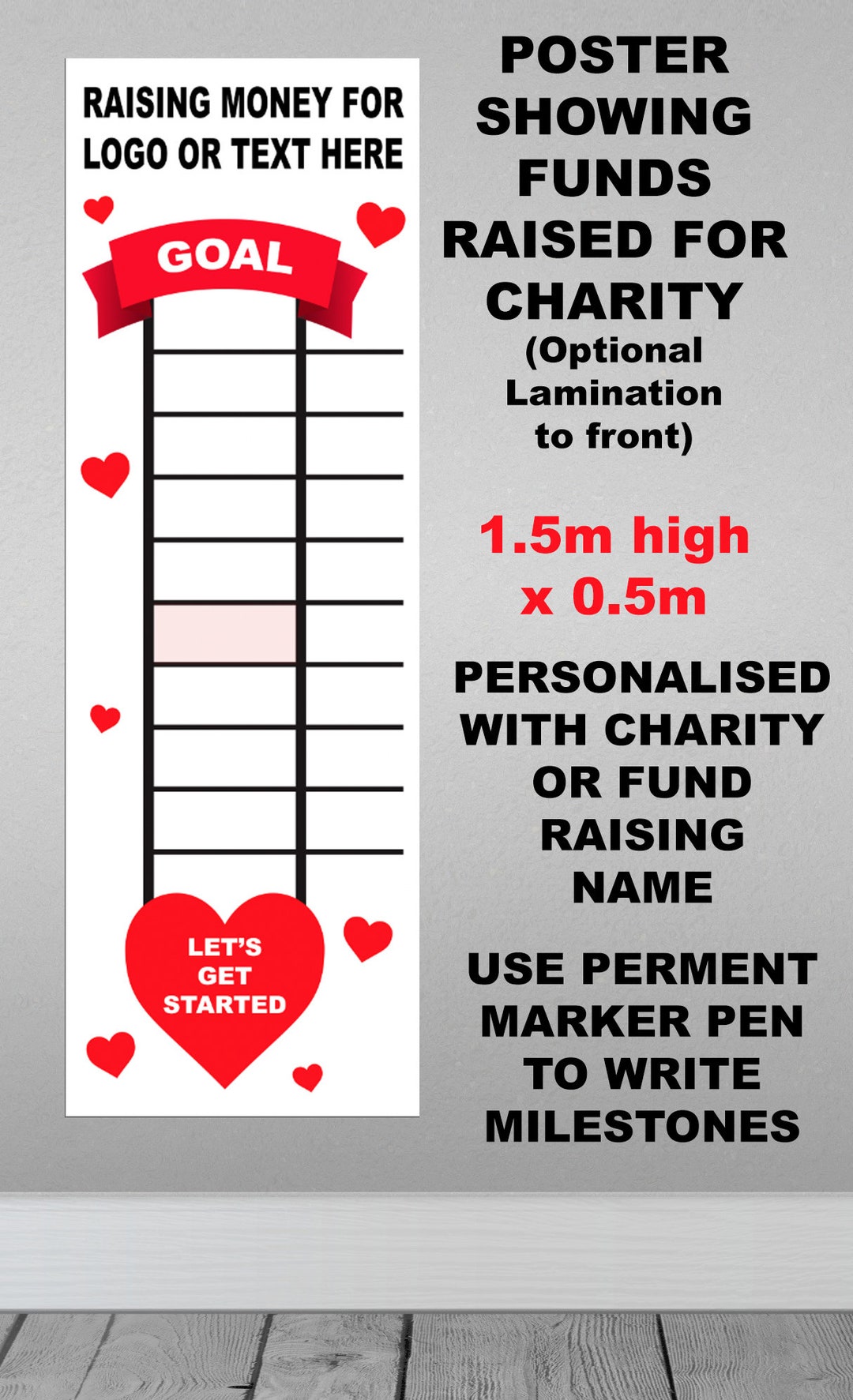 Personalised Bespoke Any Wording and Logo Wall Poster Charity ...