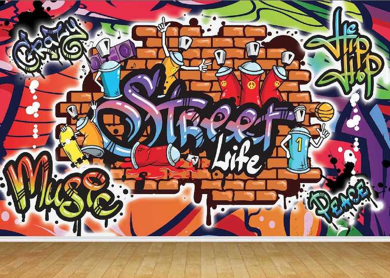 Graffiti Effect Modern Urban Youth Art Spray Paint Design Wallpaper ...
