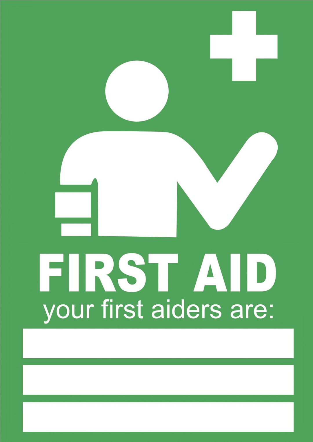First Aid Aiders Names Are Medical Health & Safety Business Signage ...