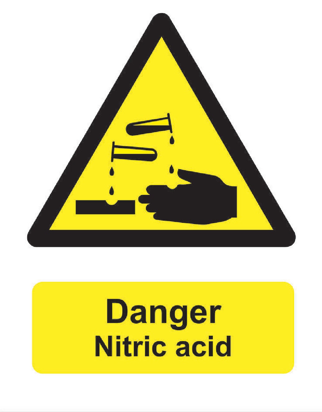 Danger Caution Nitric Acid Chemical Warning Yellow Notice Sign Self ...